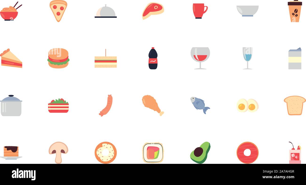 Icon Set pack design, alimentation boissons manger Restaurant menu ...