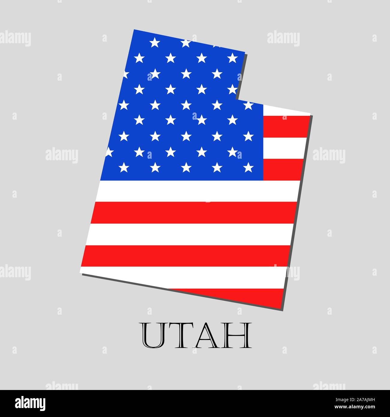 Plan de l'état de l'Utah et drapeau américain illustration. Carte ...