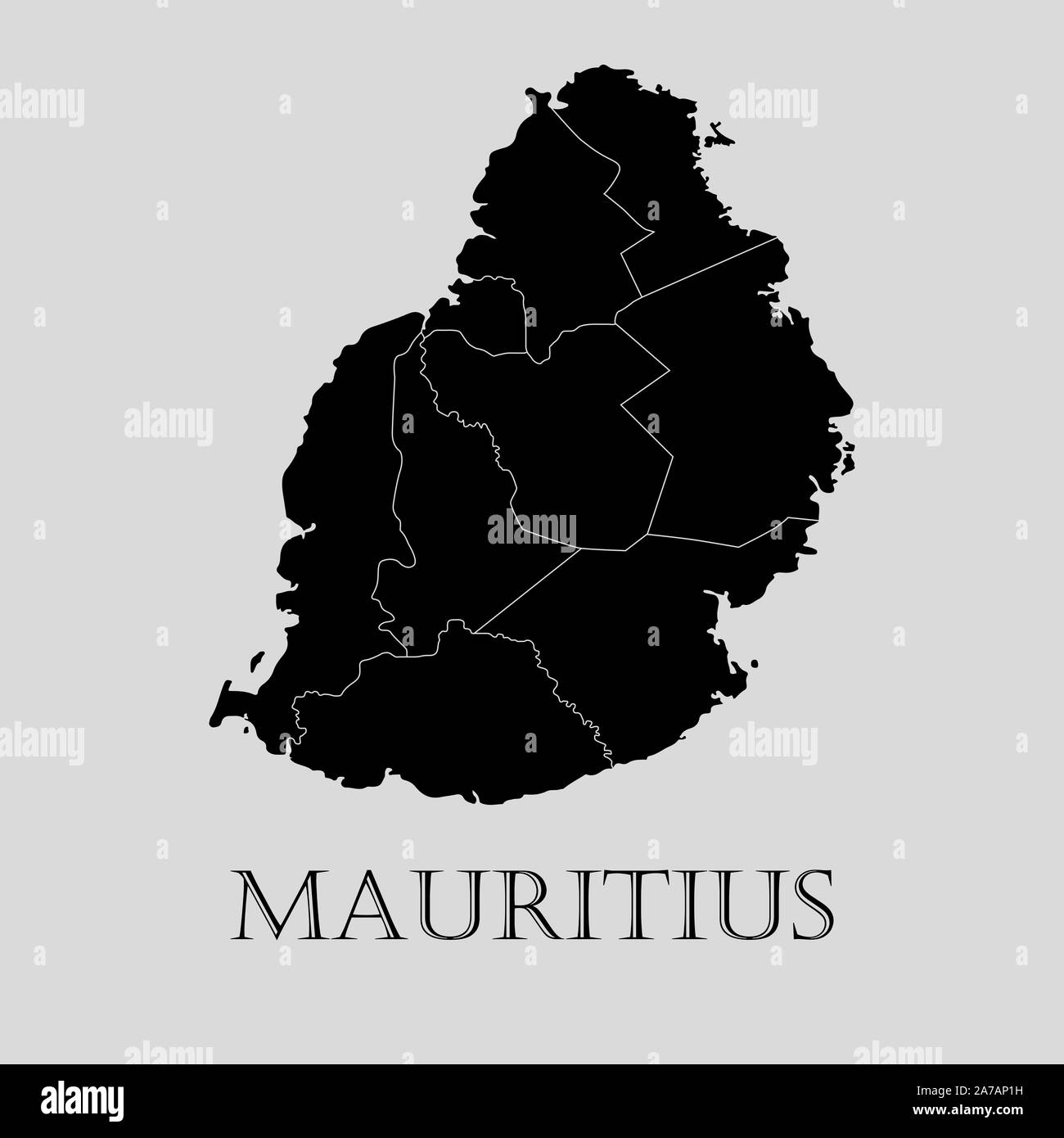Maurice | carte noire sur fond gris clair. Maurice | carte noire ...