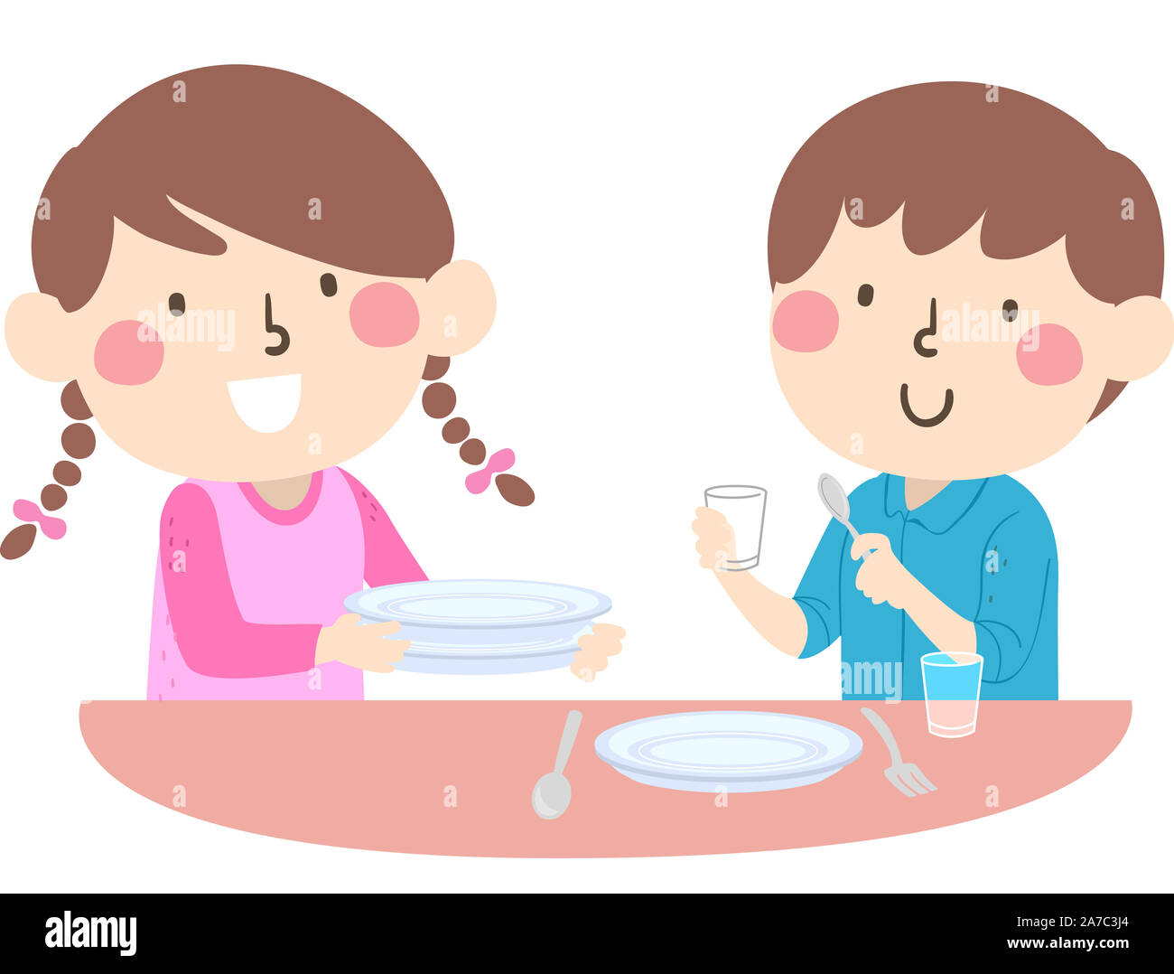 Dresser La Table Illustration Banque d'images détourées - Alamy