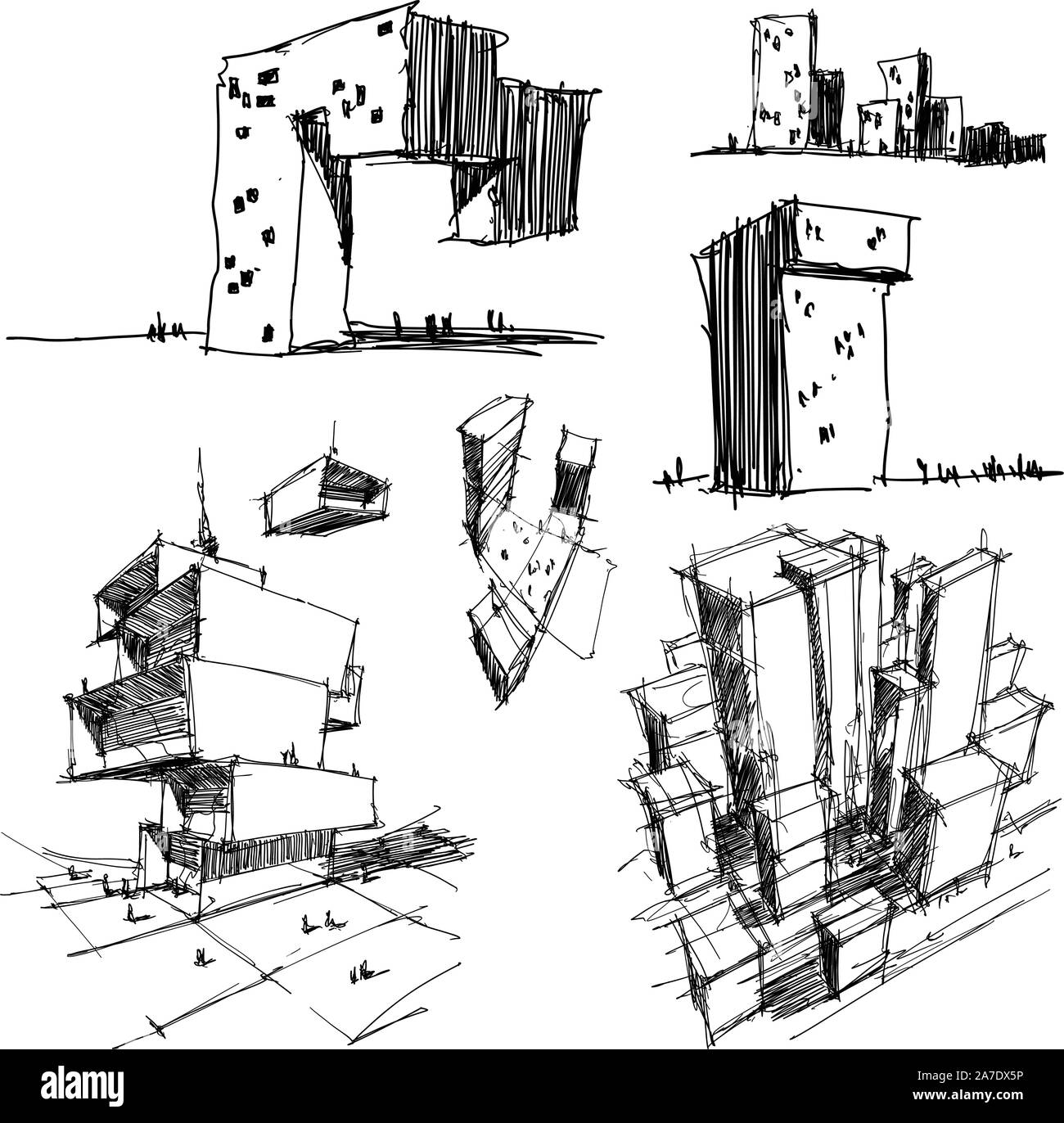 Six croquis Banque d'images vectorielles - Alamy