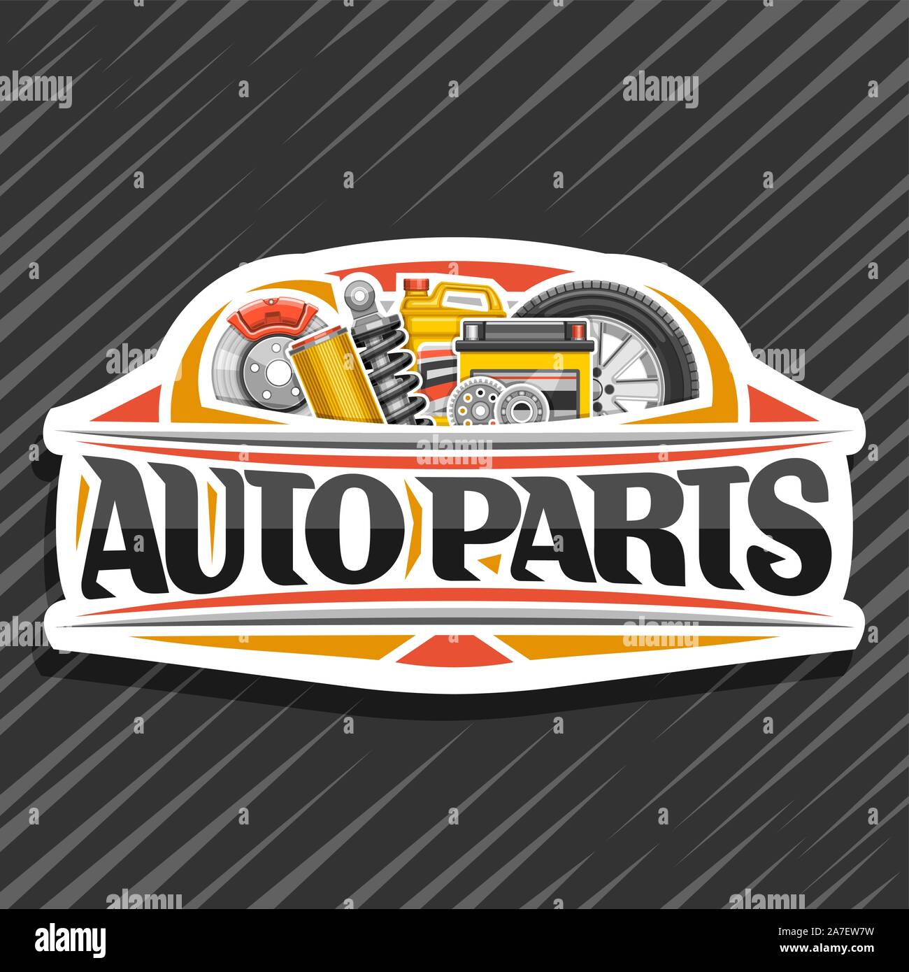 Logo Vector pour les pièces d'automobile, affiche avec blanc pancarte ...