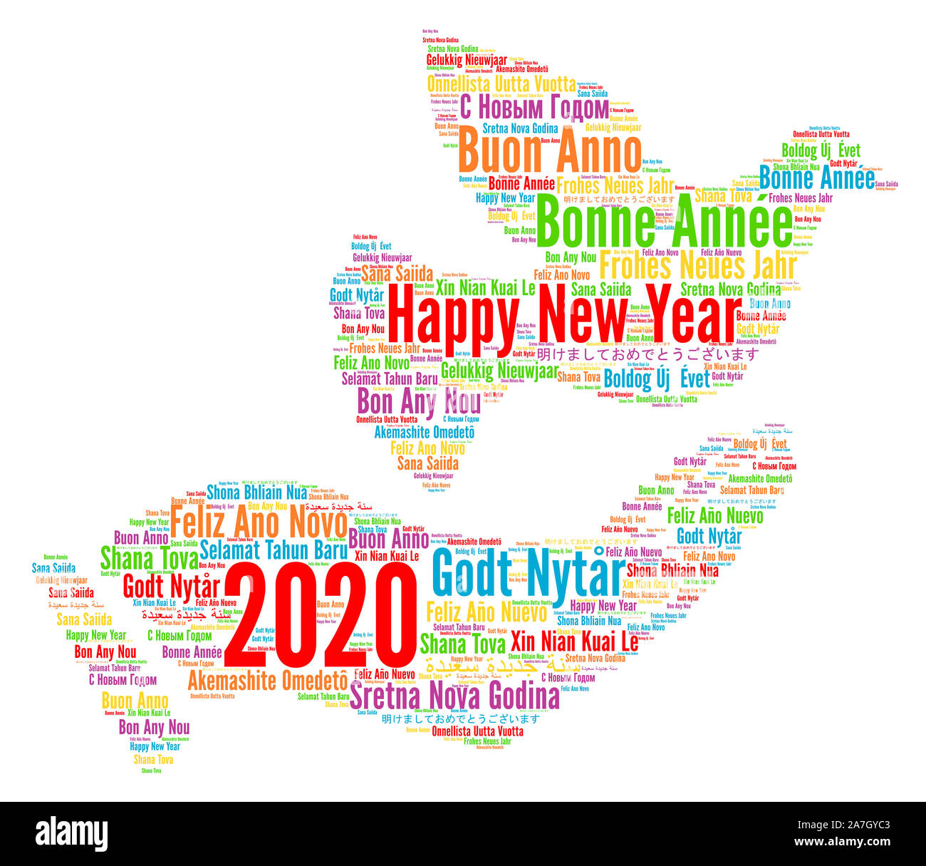 Carte de voeux multilingue de nouvel an Banque de photographies et d ...