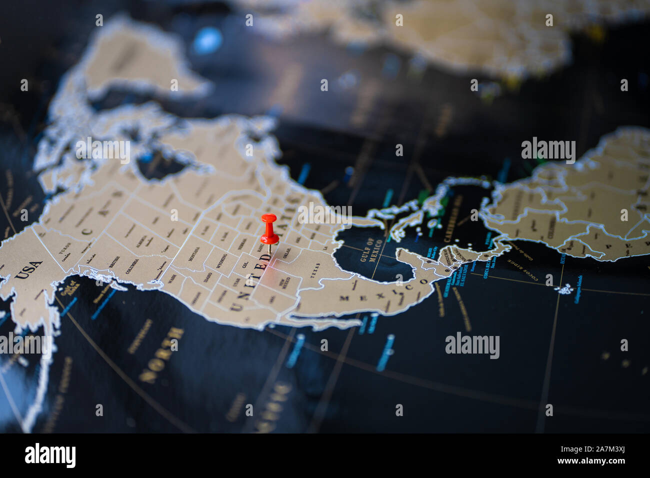 Placer le point sur la carte du monde. Marquer sur la carte Photo Stock ...