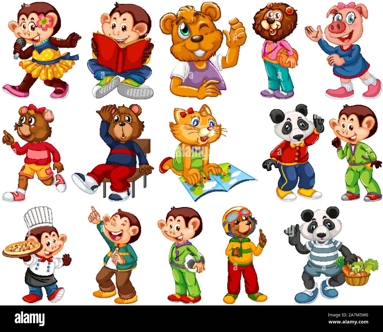 Les animaux agissant dans des actions et constitue l'illustration Image ...