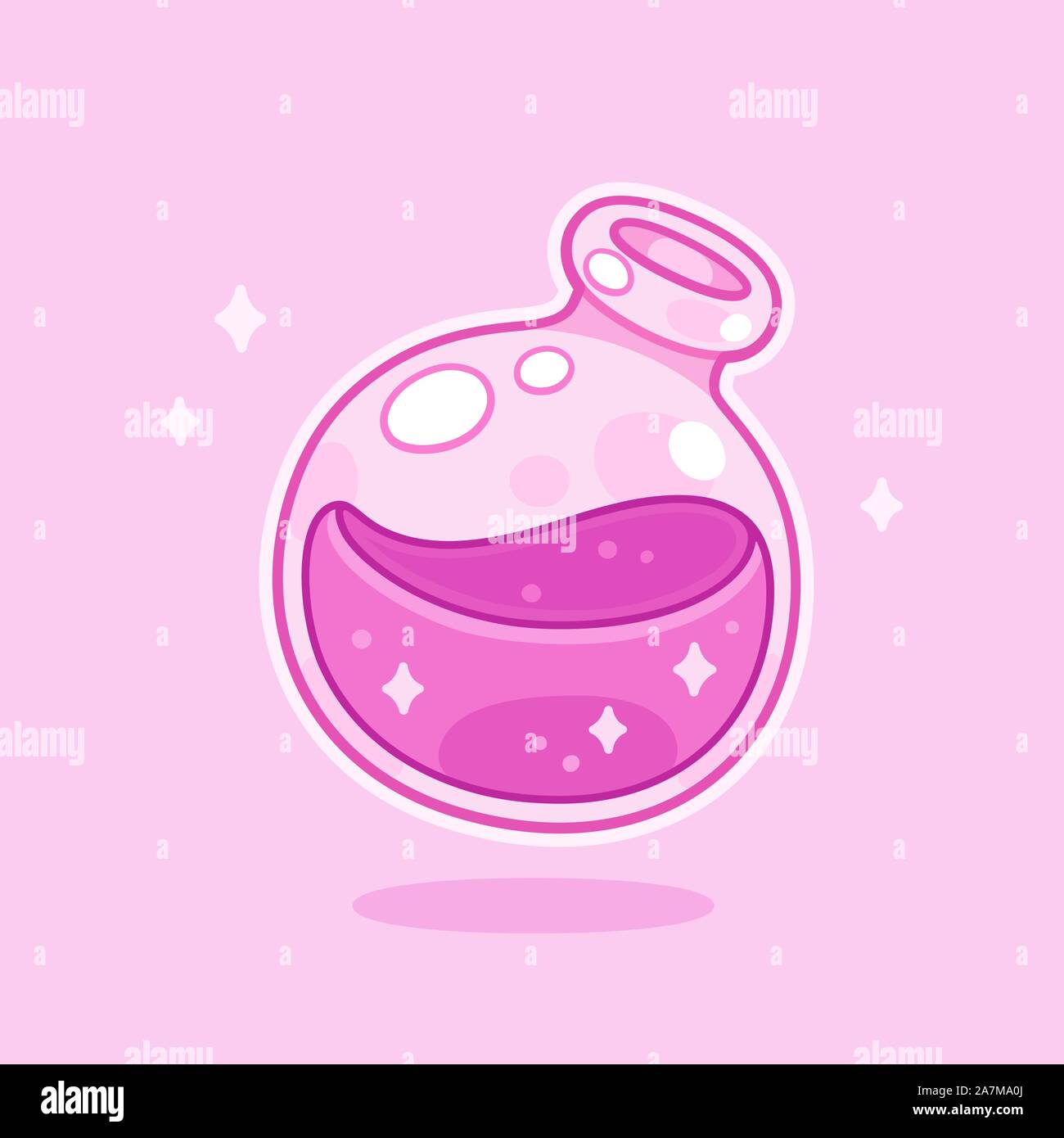 Cute cartoon dessin bouteille de potion. Pink love potion en flacon en ...