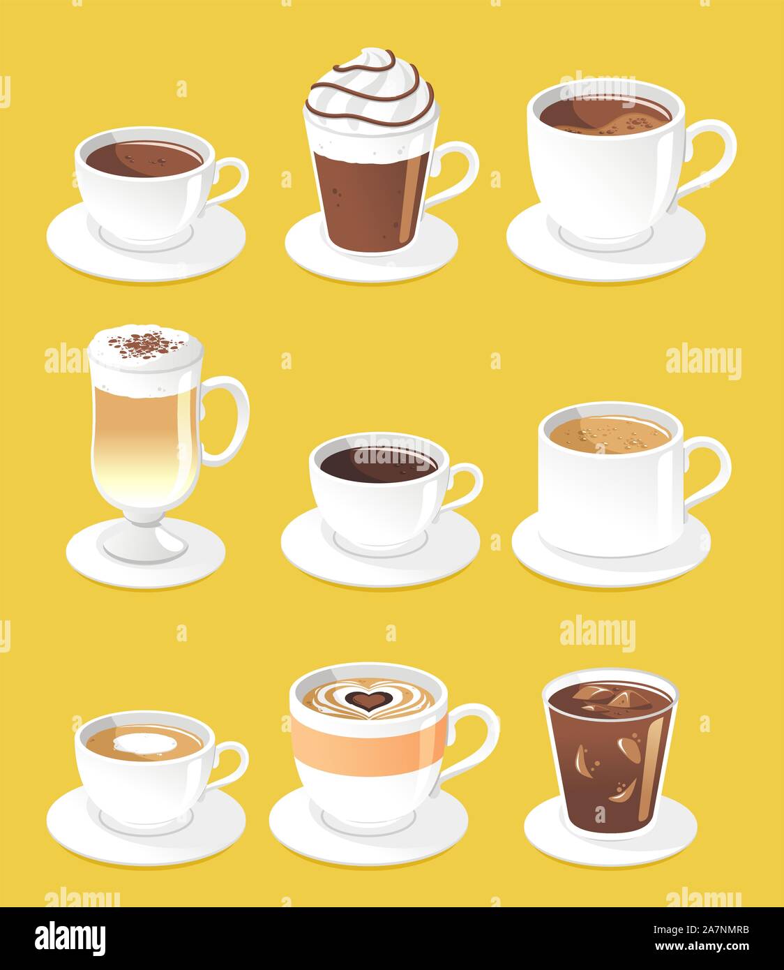 Définir les types de café, vector illustration cartoon Image ...