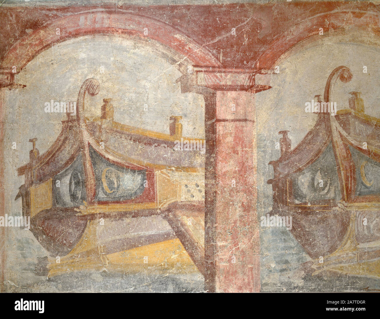Fresque peinture murale Romaine ou de navires ou des navires dans l ...
