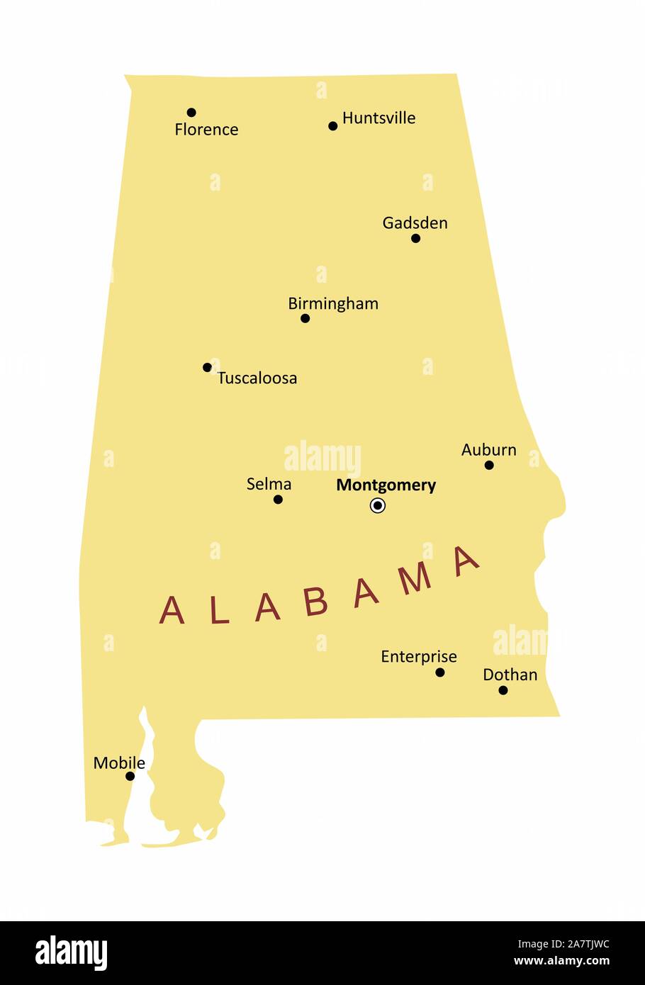 Carte de l'alabama Banque d'images détourées - Alamy
