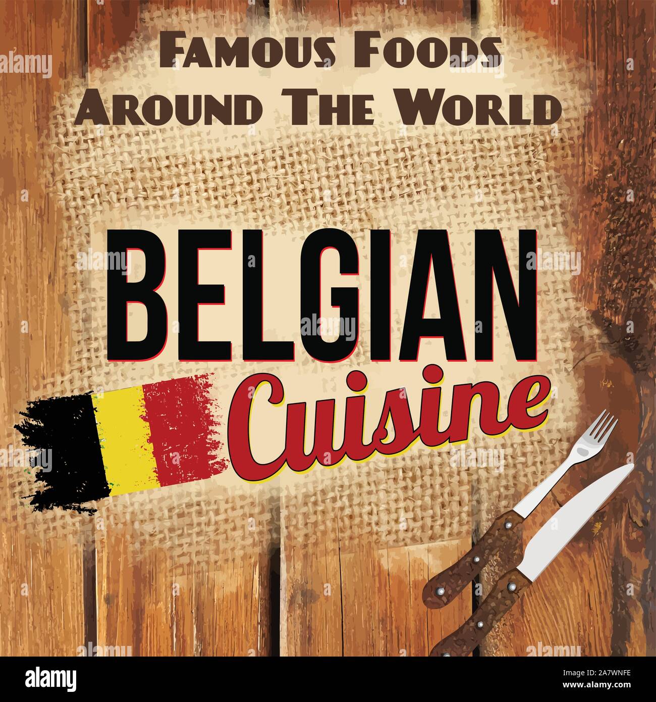 Les aliments célèbres dans le monde entier carte vintage. La cuisine ...