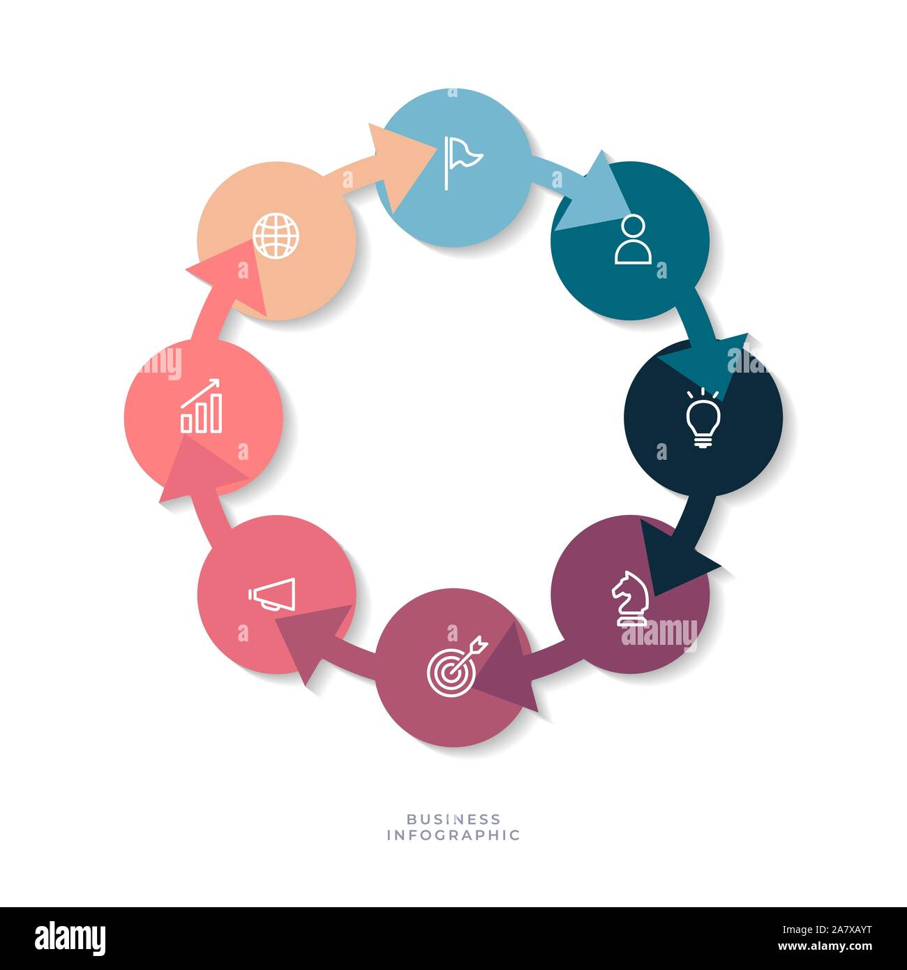 8 étapes diagramme avec business icon, Cercle infographie ou schéma ...