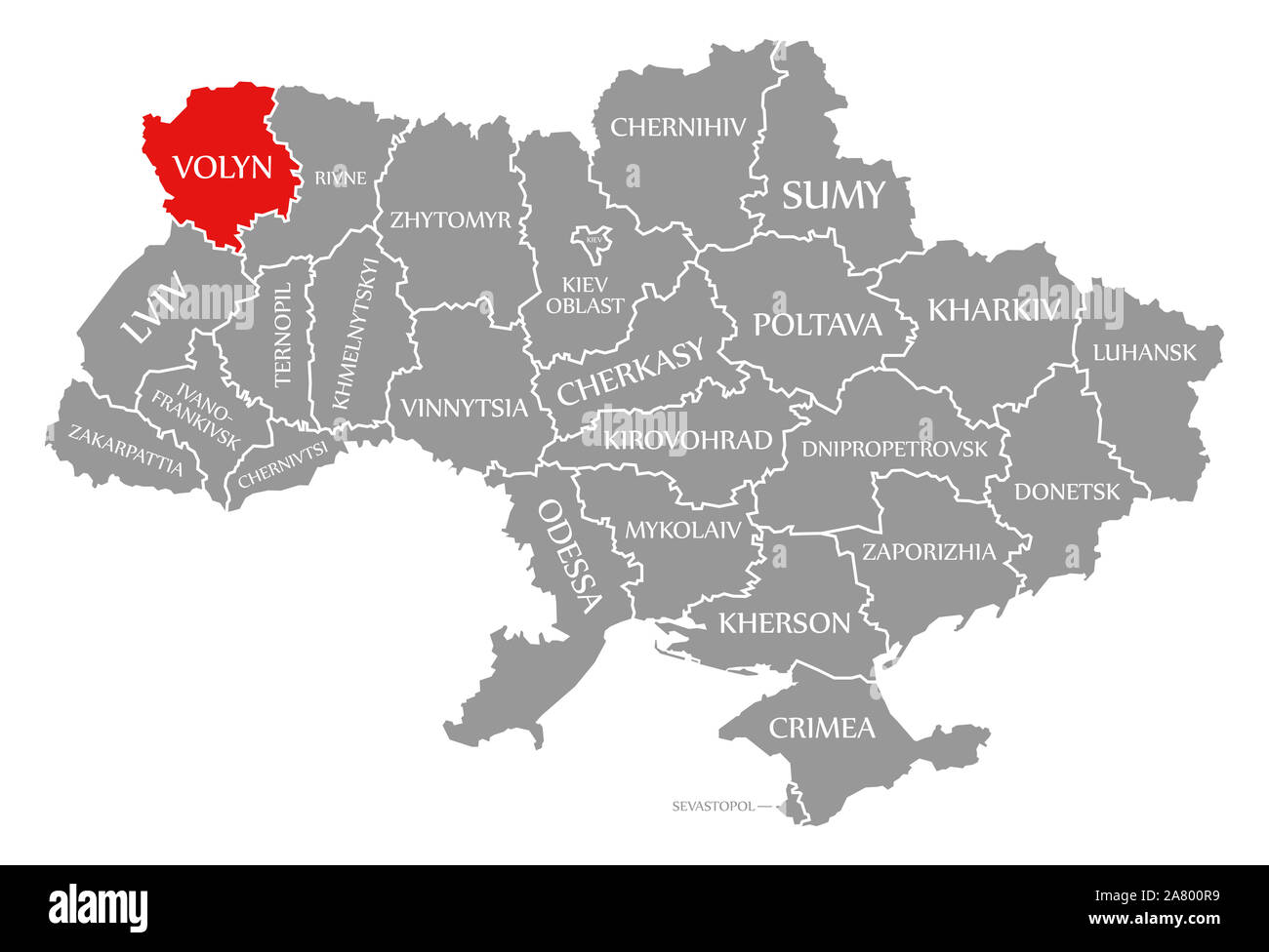Rouge mis en volhynie carte de l'Ukraine Photo Stock - Alamy
