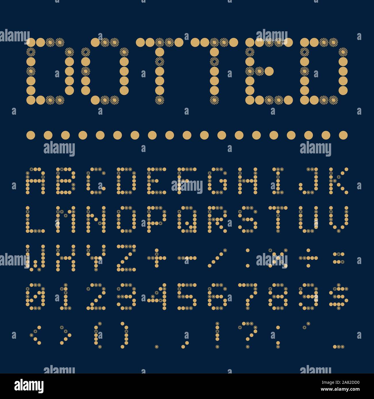 Notation vectorielle font, l'alphabet. Style rétro pop ou en pointillés ...