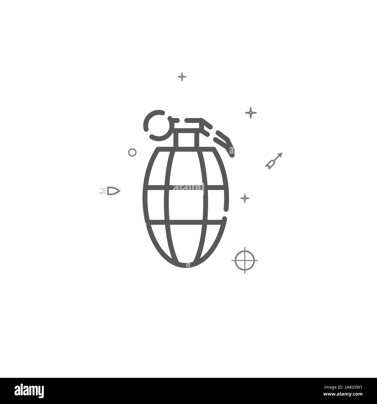 L'icône de la ligne simple de grenades à main. Bombe antipersonnel ...