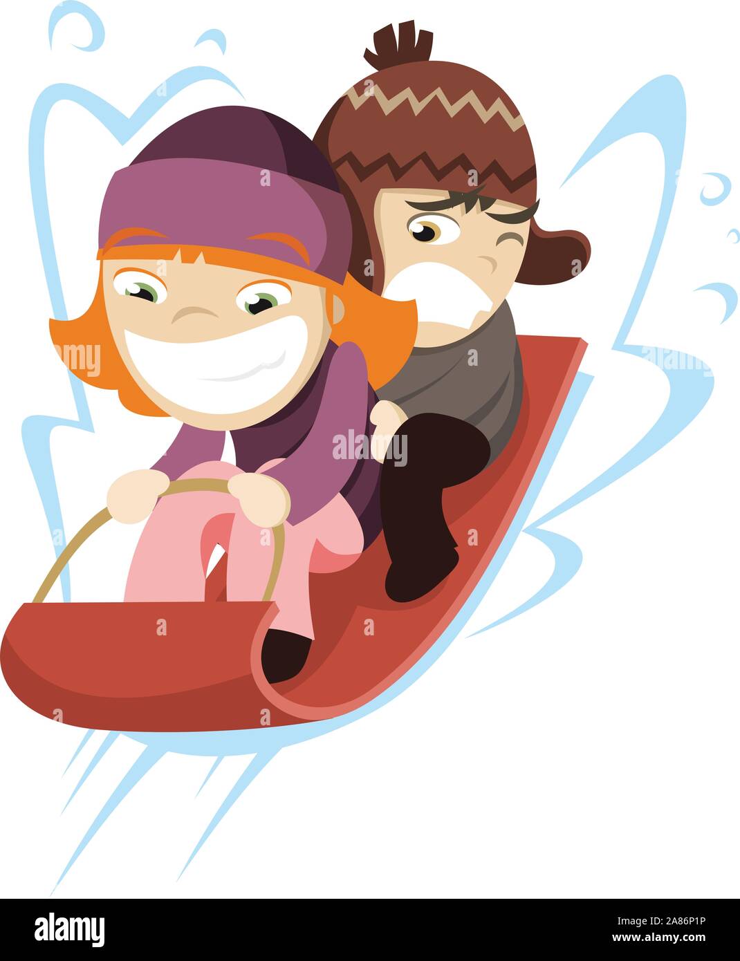 Cartoon little kids playing slide Banque d'images vectorielles - Alamy