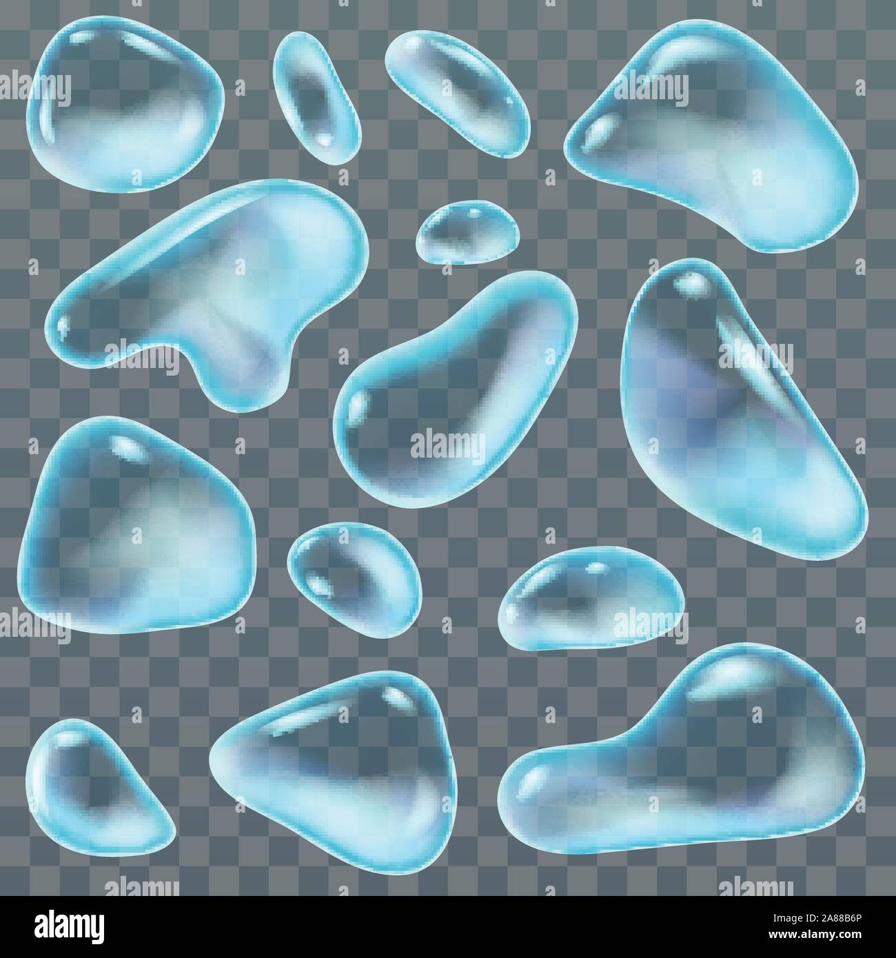 Ensemble de gouttes d'eau transparentes de différentes formes. Vector ...