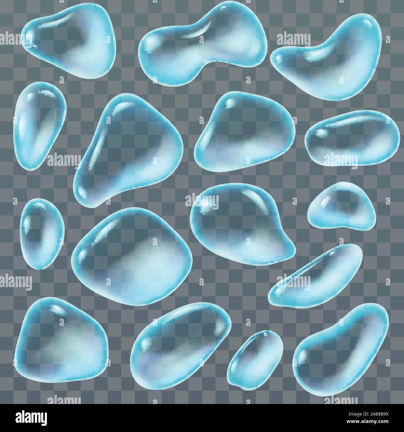 Ensemble de gouttes d'eau transparentes de différentes formes. Vector ...