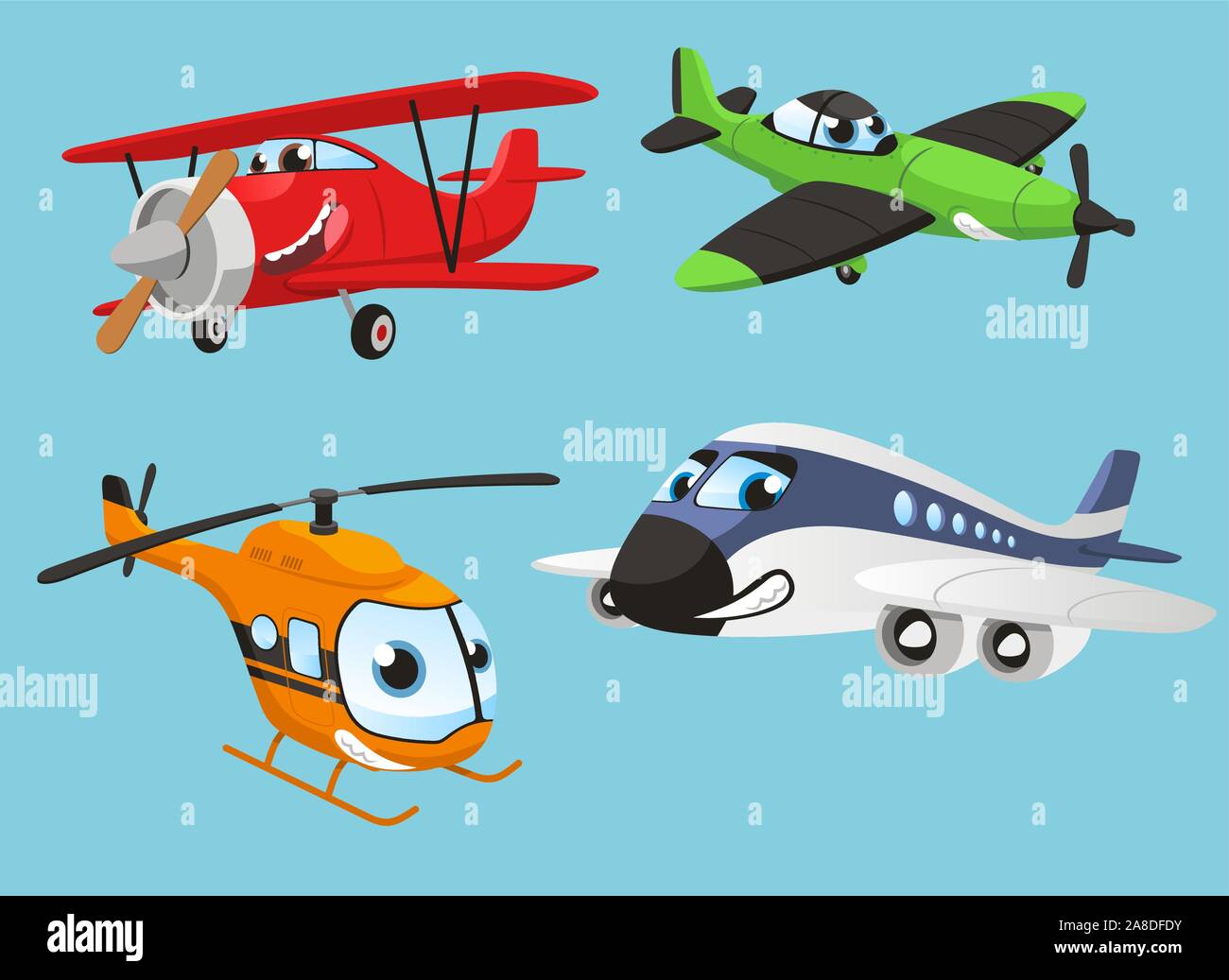 Des avions Airbus Boeing avion avion hélicoptère, vector illustration ...