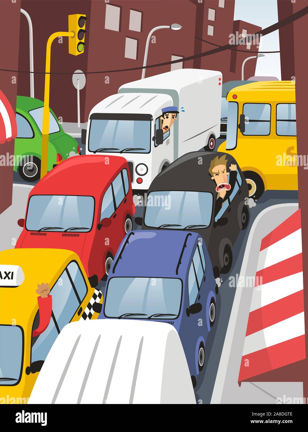 Embouteillage dans la ville illustration Image Vectorielle Stock - Alamy