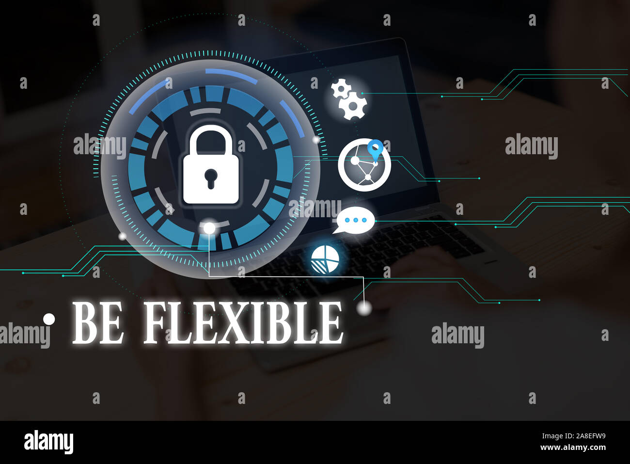 Main conceptuel écrit, indiquant être flexible. Sens concept capable d'être facilement modifié ...