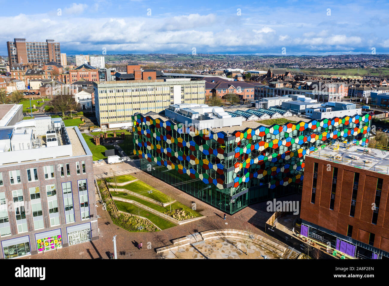 Des vues aériennes, des vues de l'hôtel Hilton à la construction d'un ...