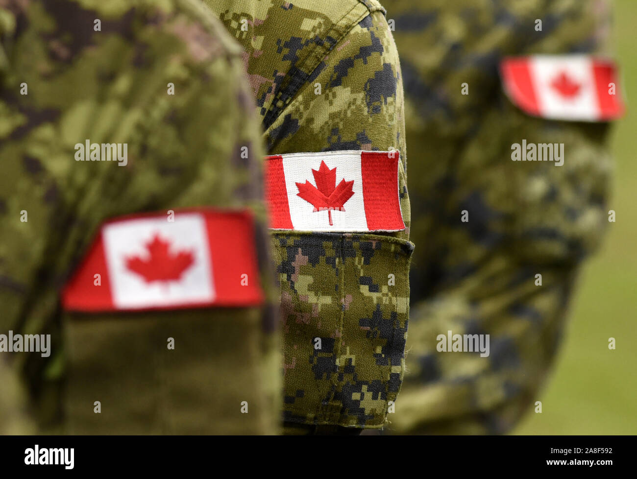 Drapeau du Canada sur l'uniforme militaire. Les soldats canadiens. De l ...