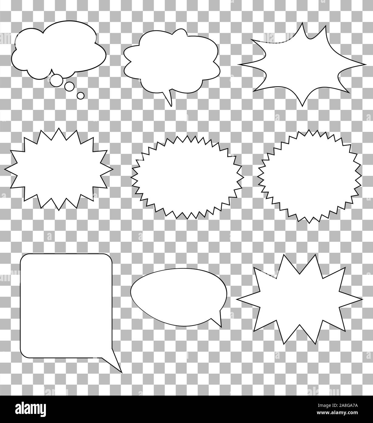 Bulles de bande dessinée sur fond transparent. cartoon comic bulles ...