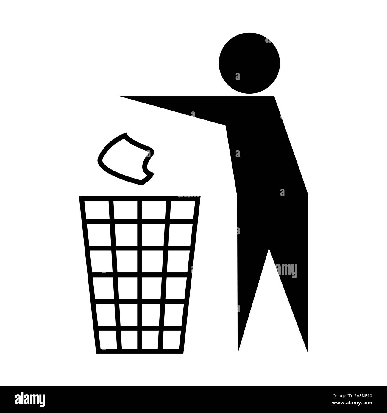 Icône vecteur jeter dans la corbeille isolé sur fond blanc Image ...