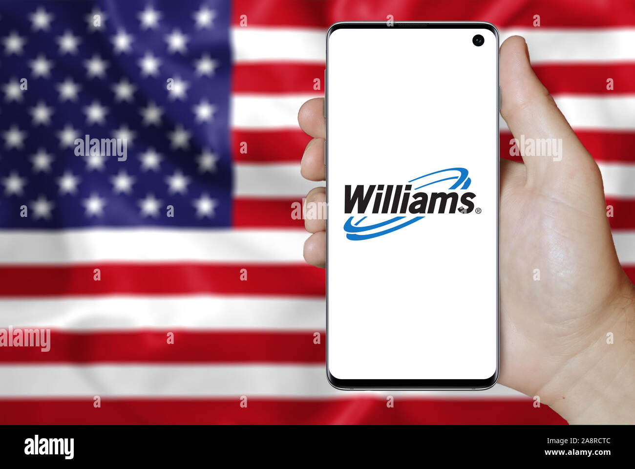 Logo de compagnie publique Williams Cos. affichée sur un smartphone ...