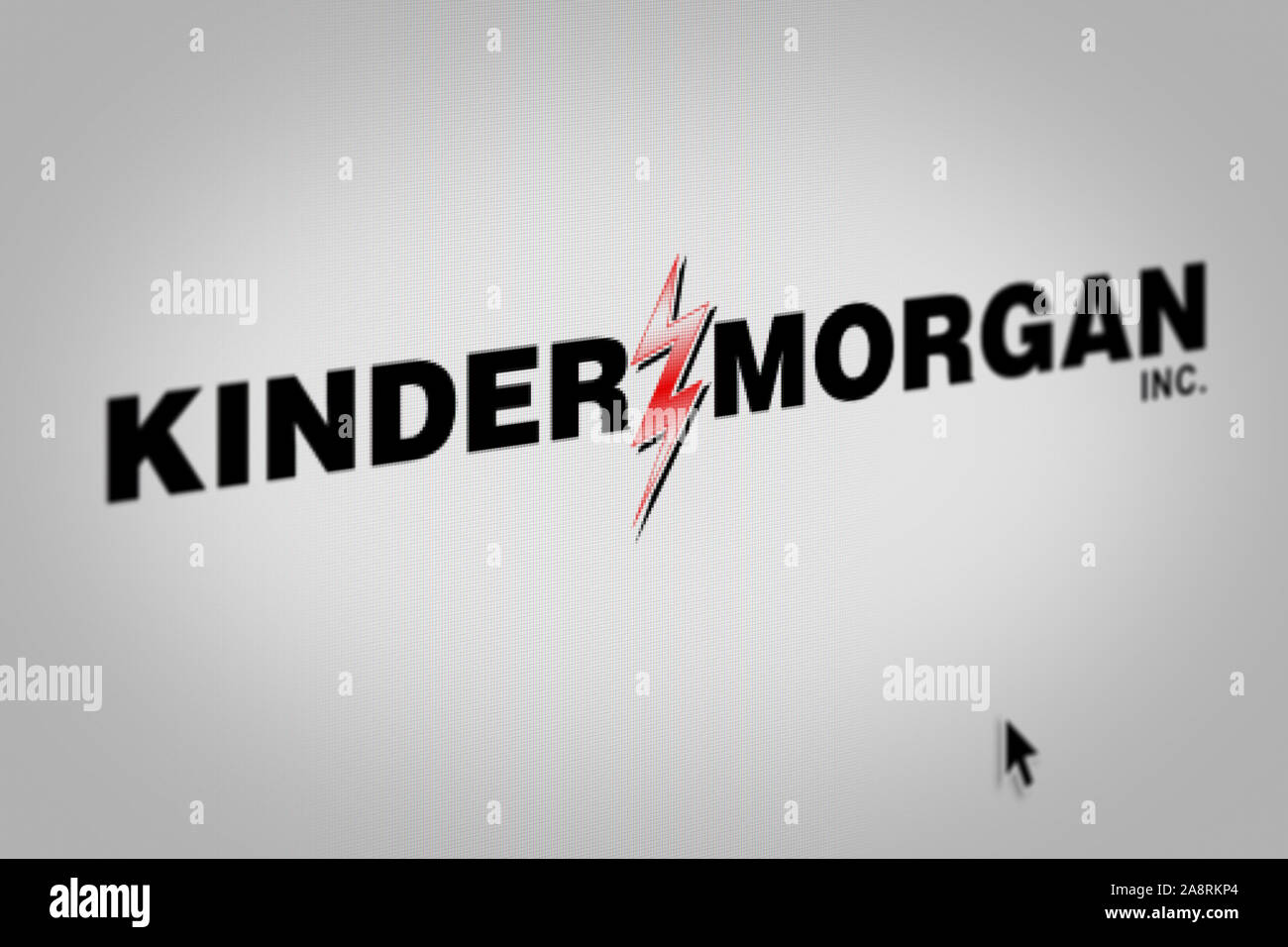 Logo de l'entreprise publique Kinder Morgan affiché sur un écran d ...