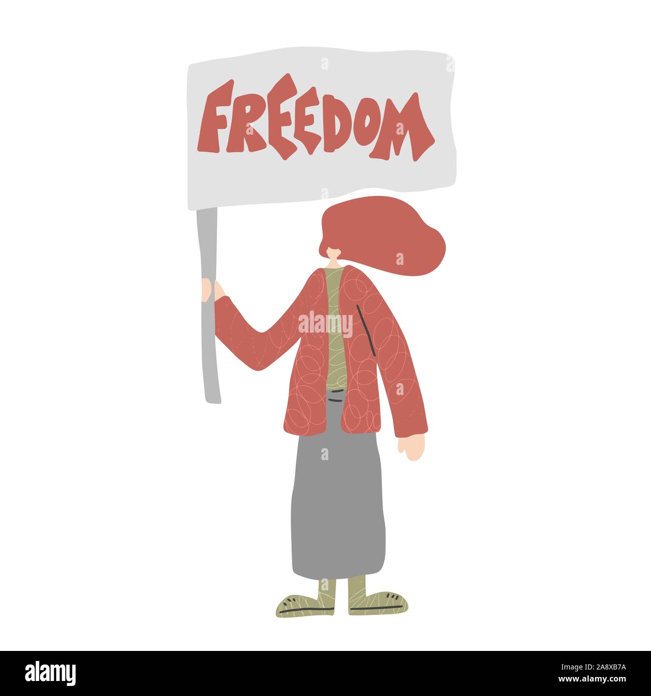 La bannière de la liberté. Jeune personne tenant des pancartes avec ...