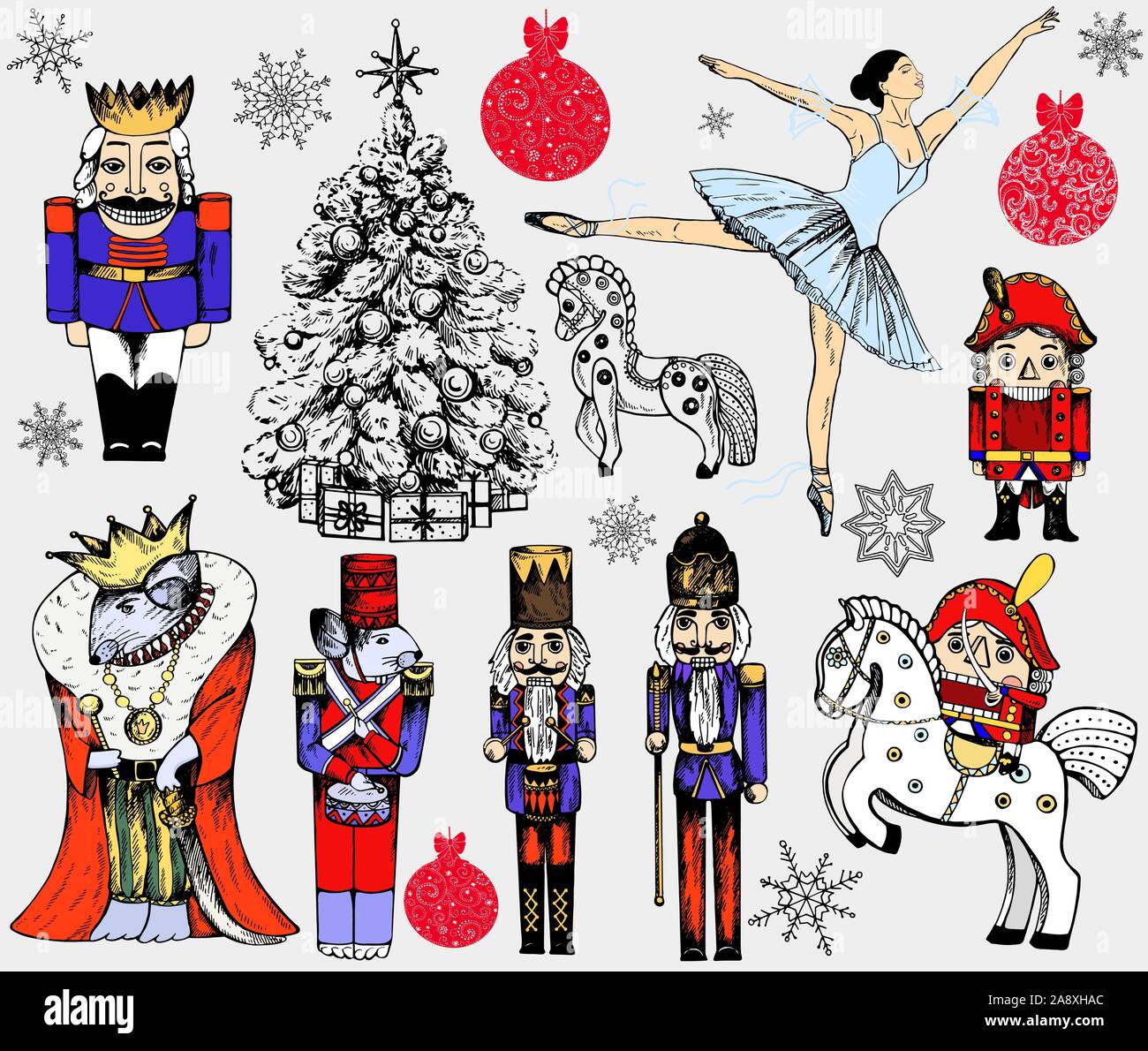 Grand ensemble de main croquis Couleur et style des caractères ...