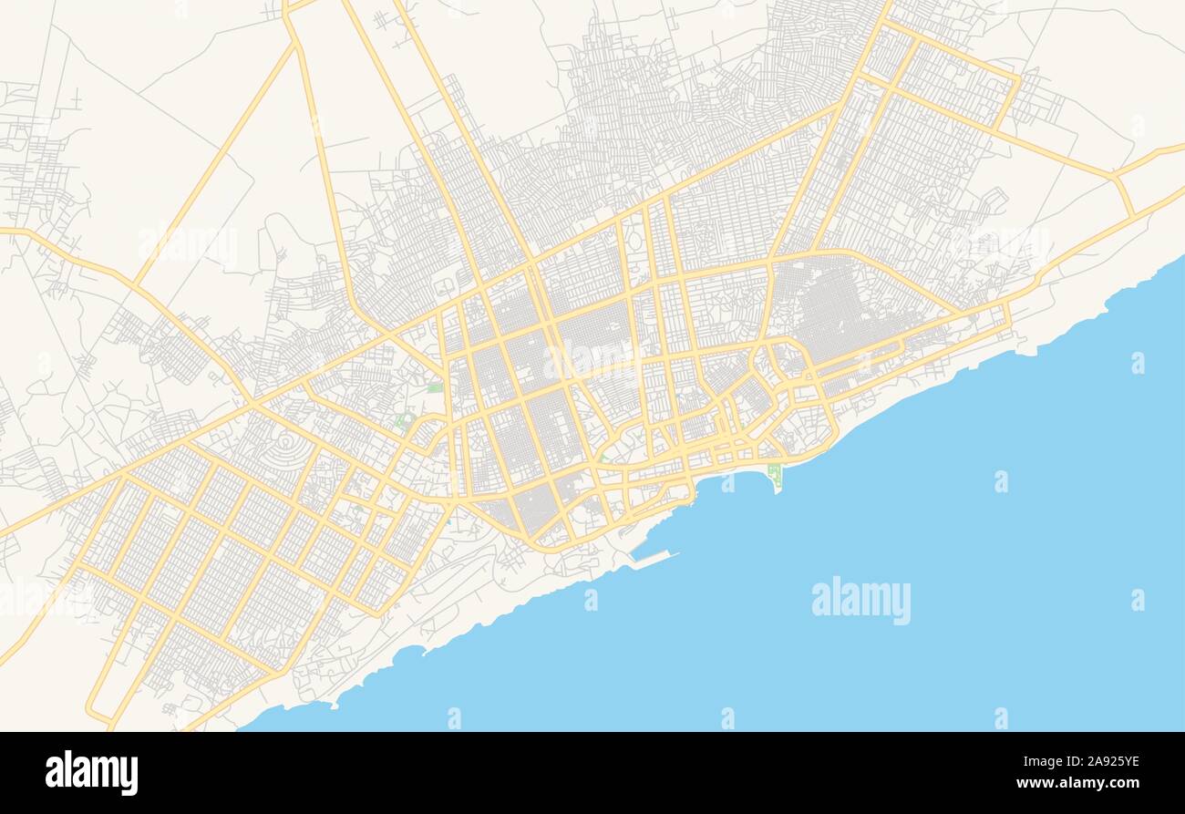 Version imprimable La carte des rues de Mogadiscio, en Somalie. Modèle ...