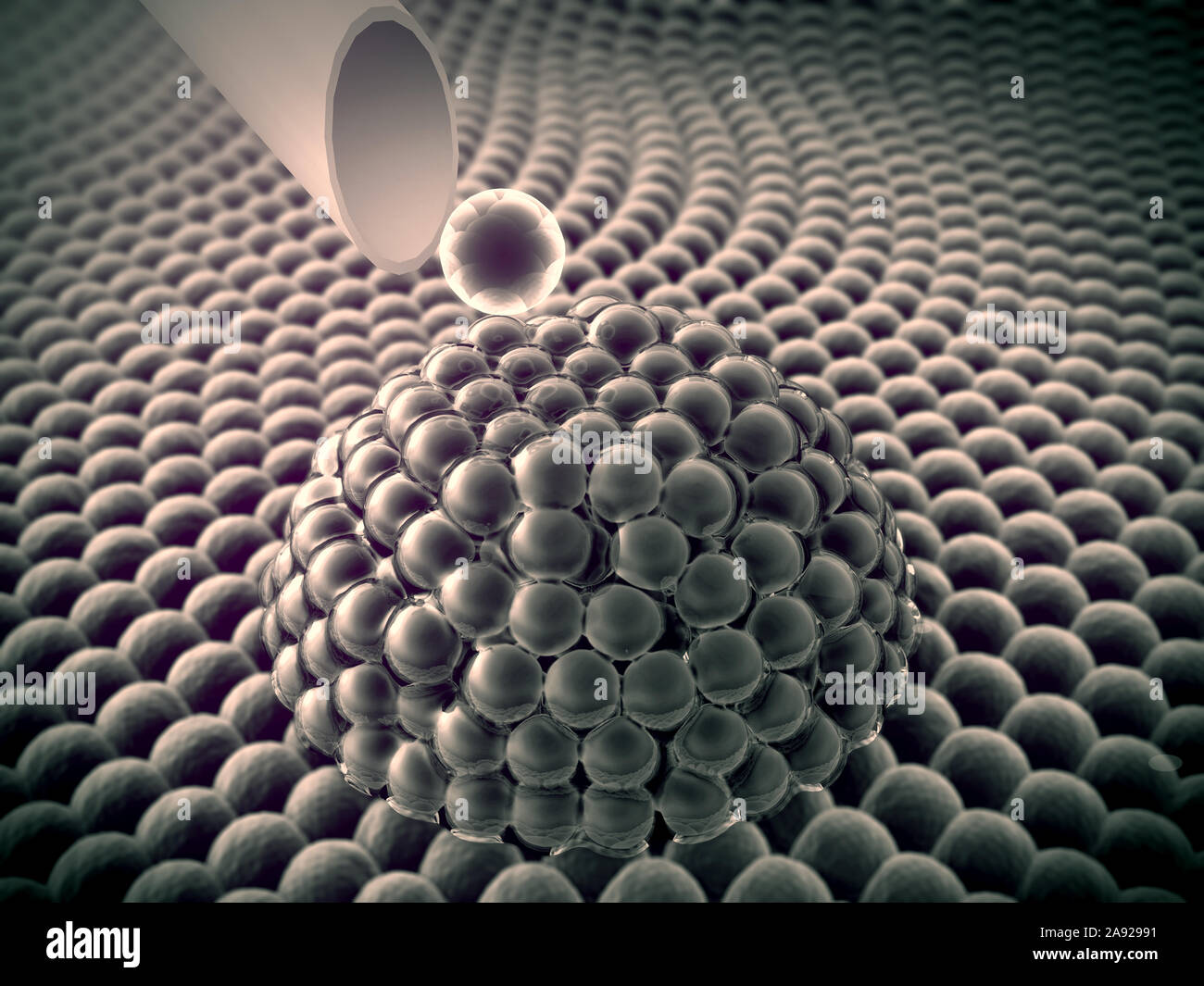Le traitement des cellules affectées, goutte de médicament sous le ...