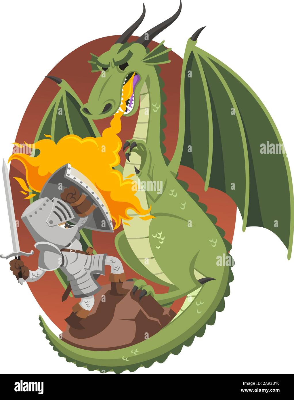 La lutte contre le chevalier dragon, vector illustration cartoon Image ...