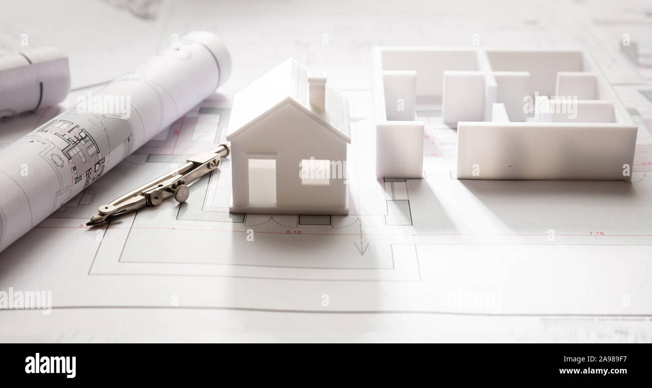 Modèle de maison et du plan directeur, des plans de conception ...