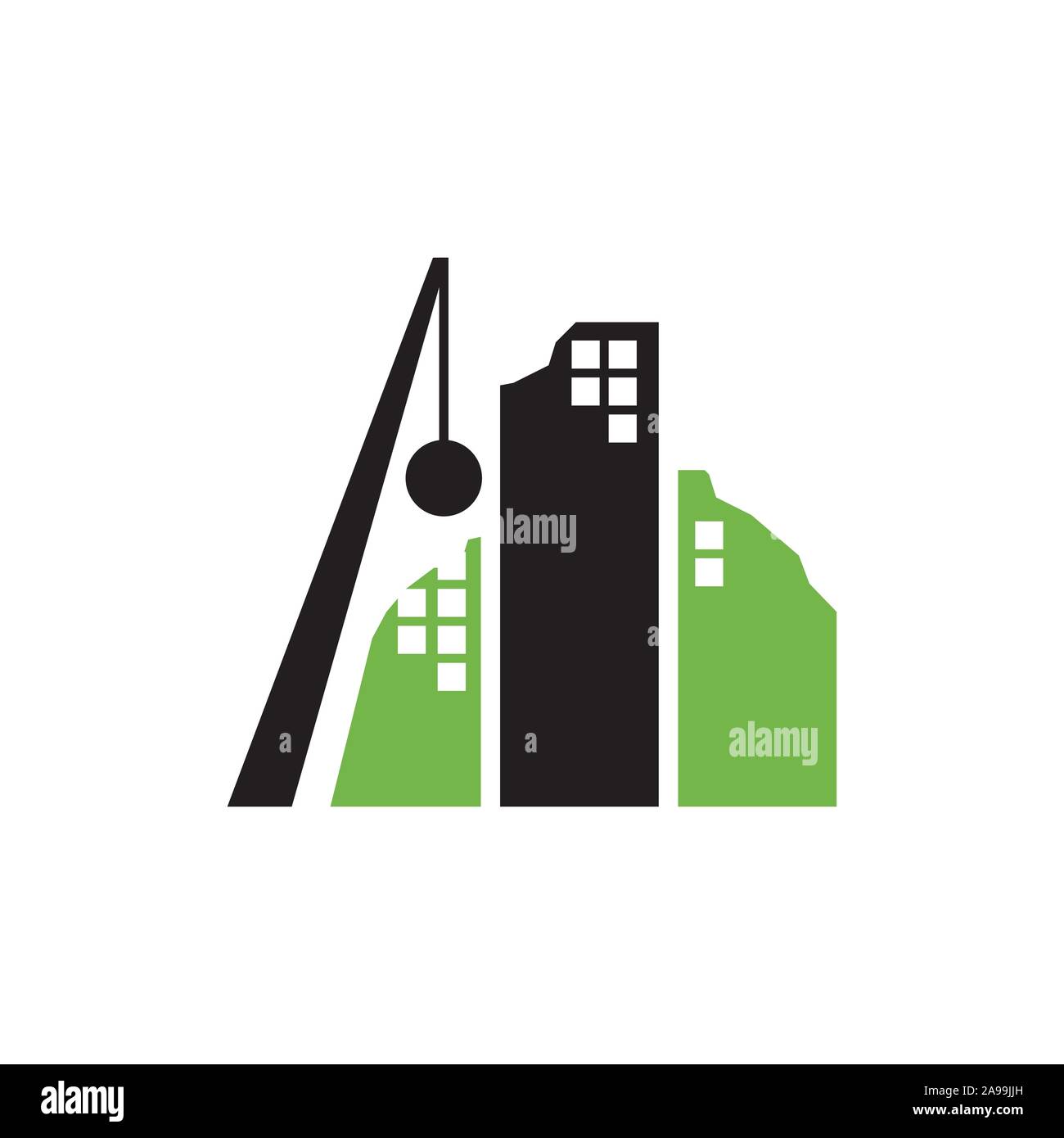 Démolition de bâtiment conception de logo vector illustration icône ...