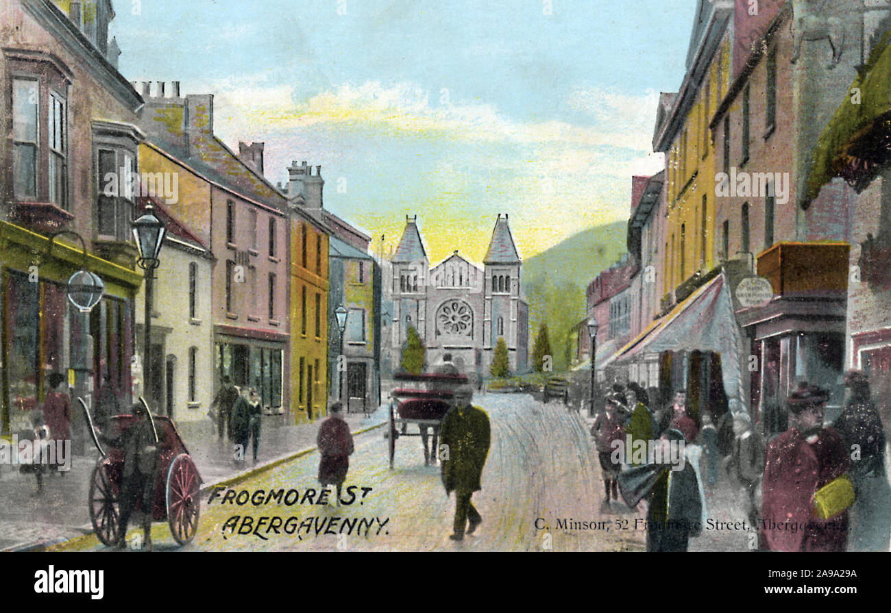 Abergavenny, Frogmore Street, 1905 Carte postale de l'Église baptiste ...