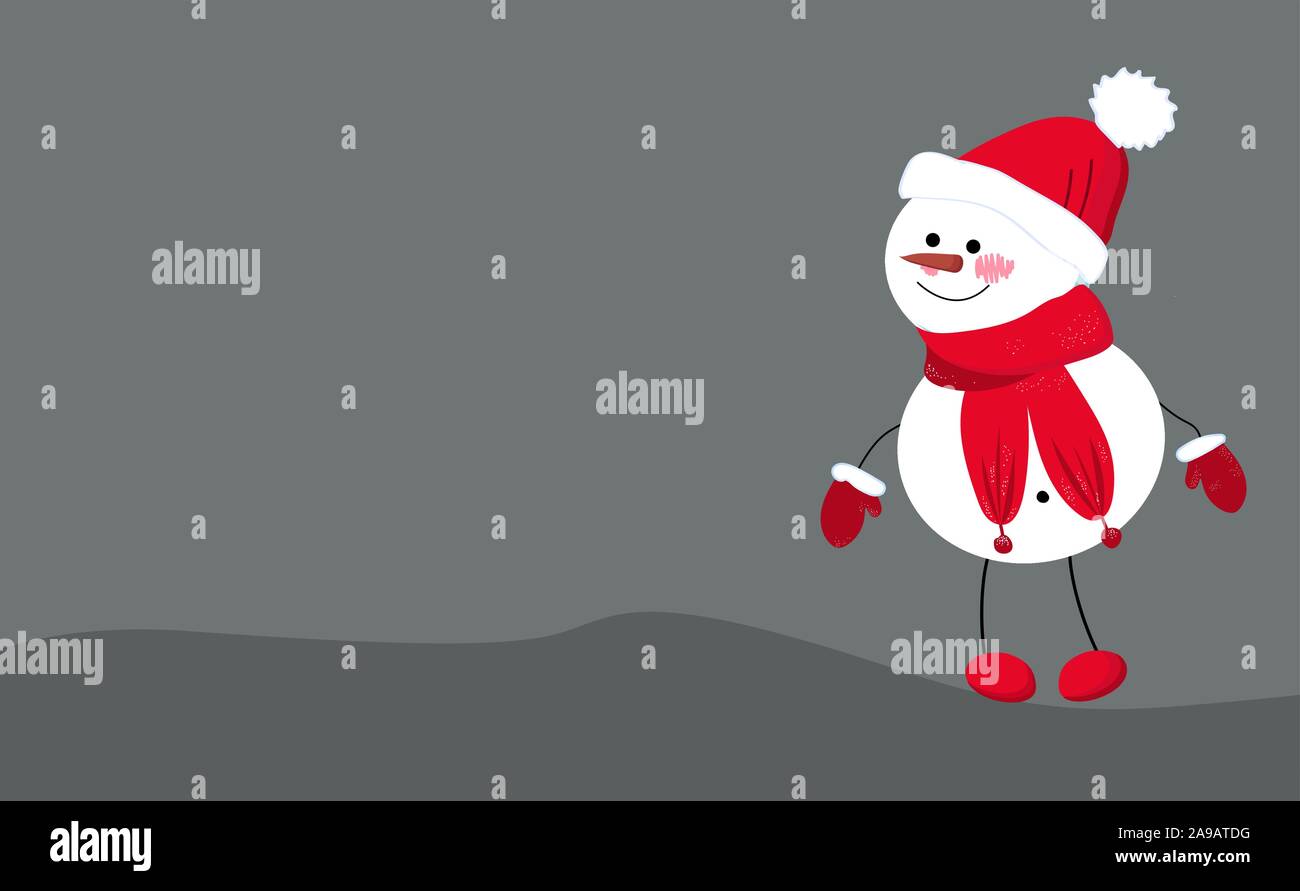 Joyeux Noël mignon petit bonhomme avec écharpe rouge et Santa Pac. Noël ...