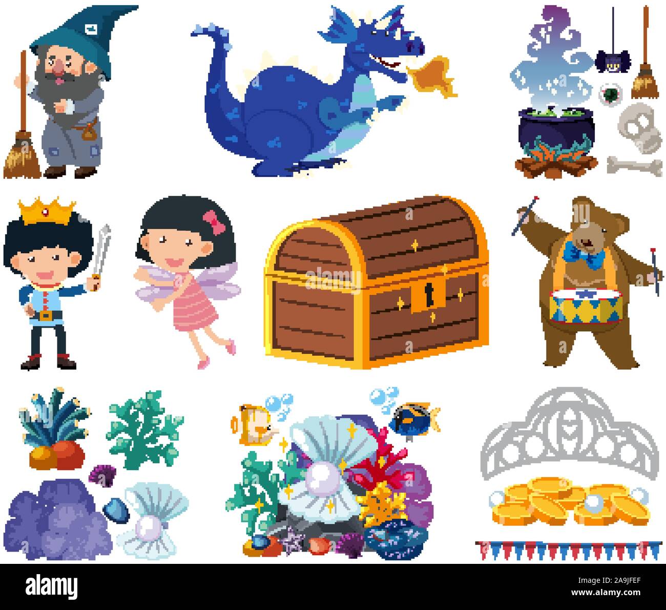 Ensemble de personnages de conte sur fond blanc illustration Image ...