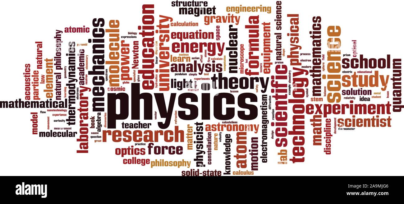 Mot de physique concept cloud. Collage de mots à propos de la physique ...