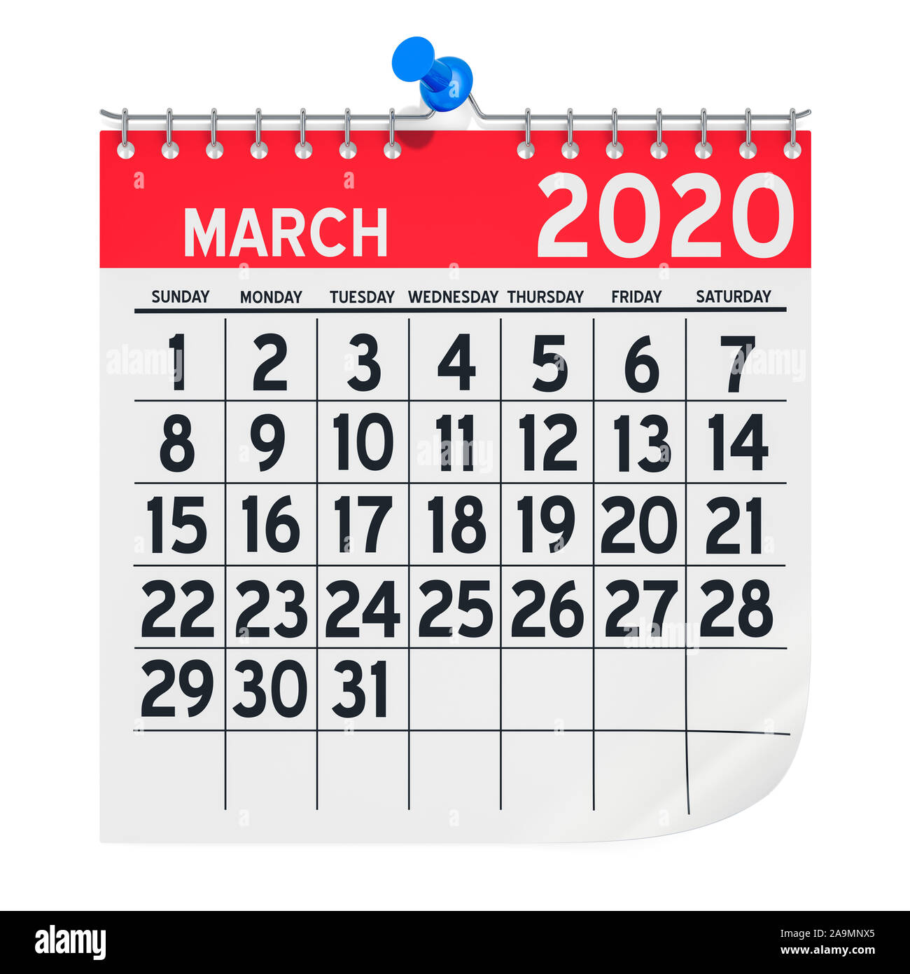 Calendrier 2020 mois de mars Banque de photographies et d’images à ...