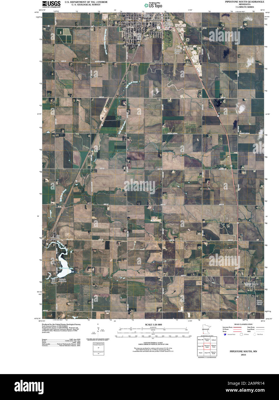 Carte du minnesota pipestone Banque d'images détourées - Alamy