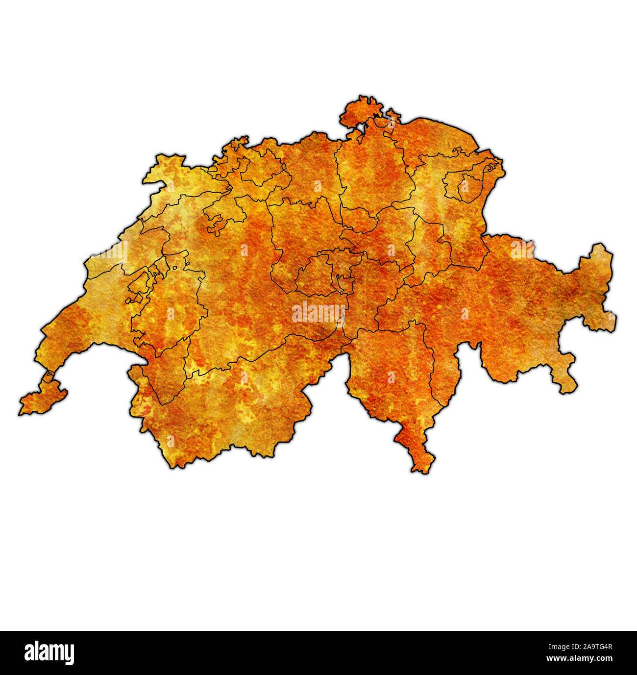 Les territoires des cantons la carte des divisions administratives de la Suisse Photo Stock - Alamy