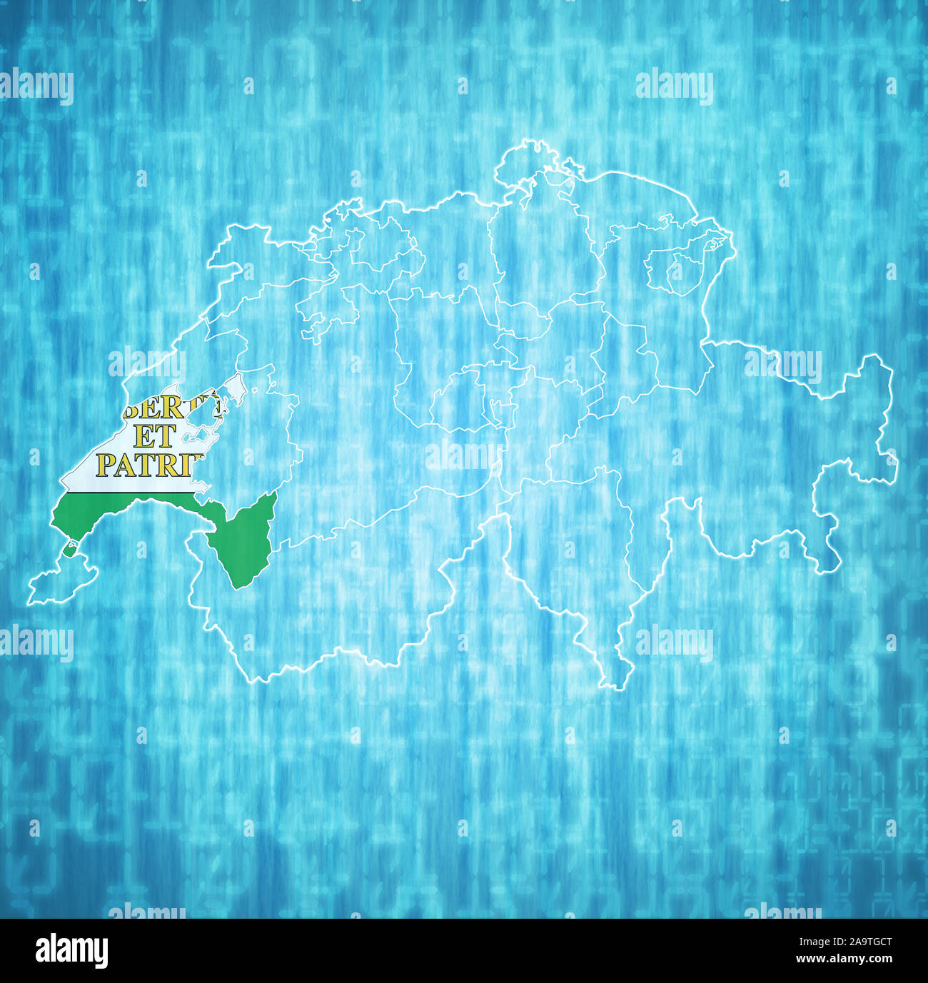 Drapeau et territoire du canton de Vaud sur la carte des divisions ...
