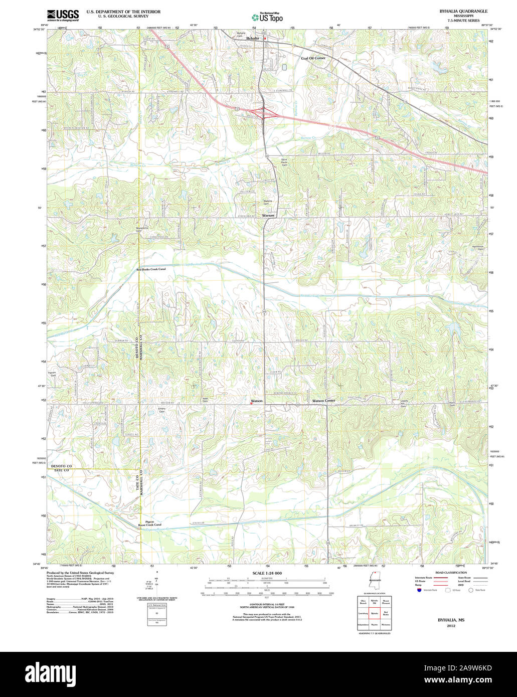 Carte du mississippi de byhalia Banque de photographies et d’images à ...