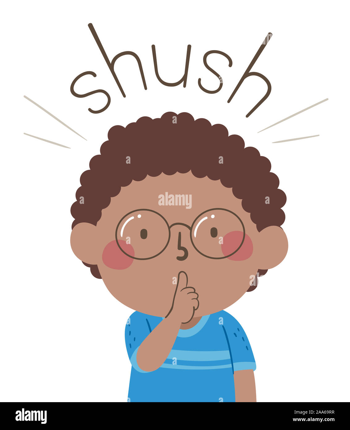 Illustration de son et un enfant Chut Boy Gesturing Silence s'il vous ...