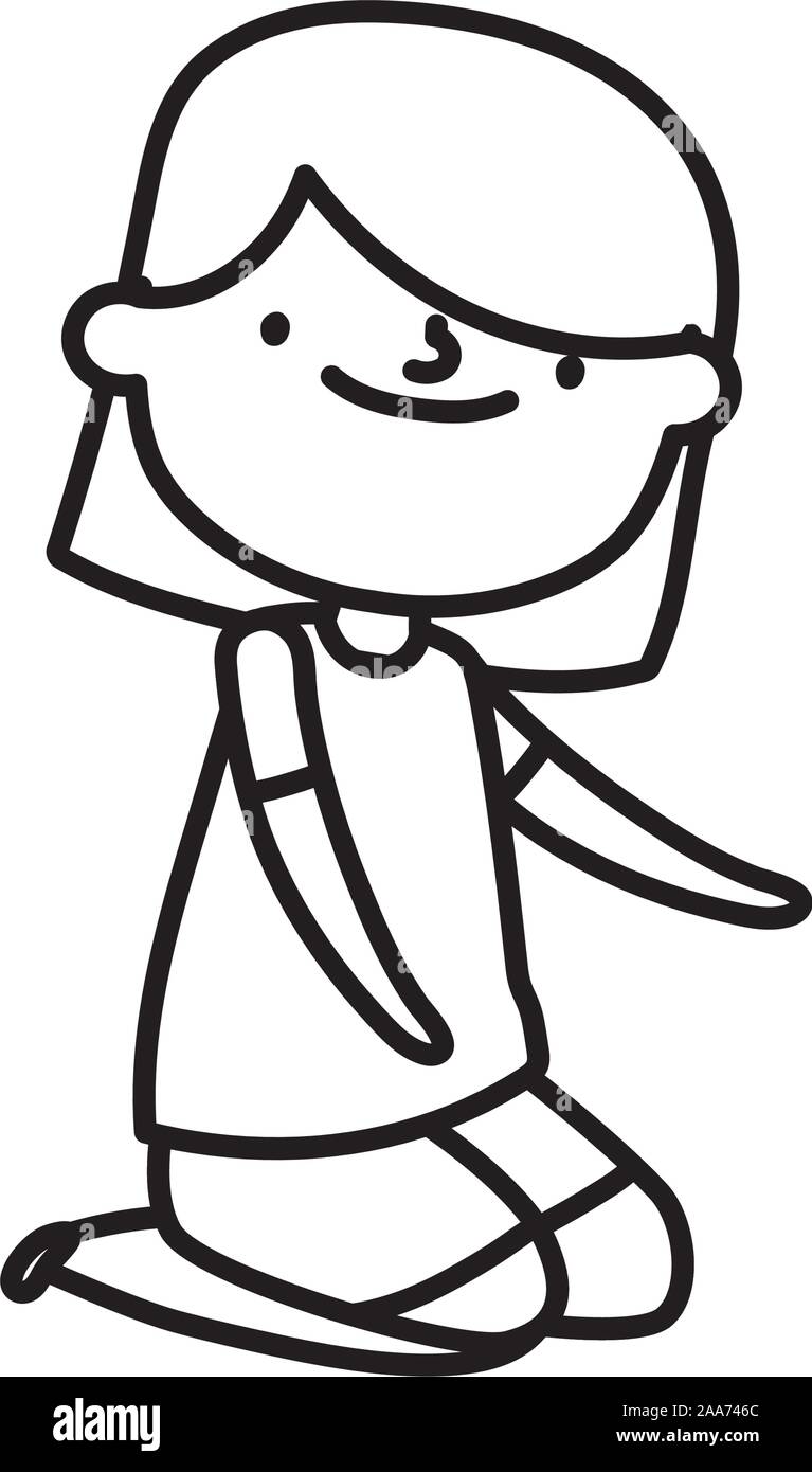 Jolie petite fille sur les genoux cartoon sur fond blanc vector ...