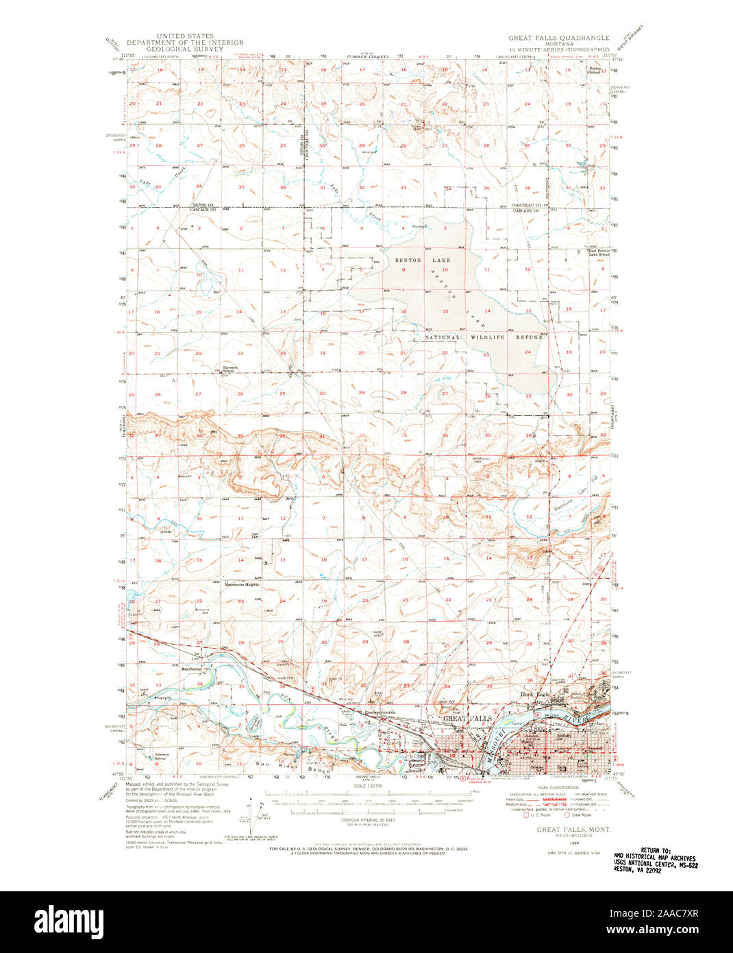 Carte des grandes chutes du montana Banque d'images détourées - Alamy