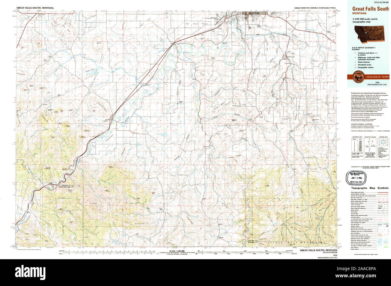 Carte des chutes du montana Banque d'images détourées - Alamy
